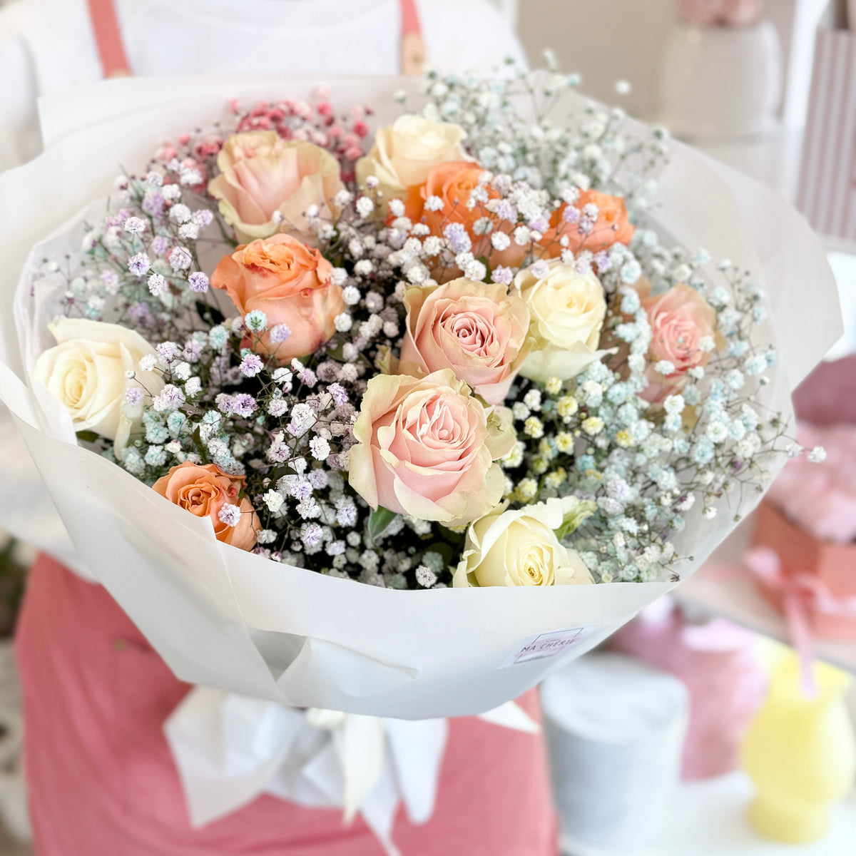 Dozen Pastel Roses Mix Bouquet | Ma Cherie Floral Design
